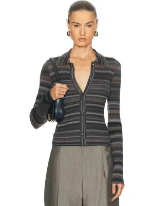 RE/DONE Ribbed Polo Cardigan Black Combo