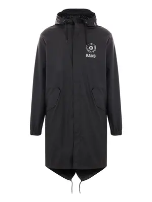 Rains X 10 Corso Como Printed Hooded Raincoat - Black