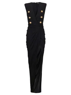 Balmain Tailored Crepe Long Dress - Black