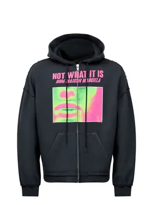 MAISON MARGIELA Graphic-print Cotton Hoodie - Black