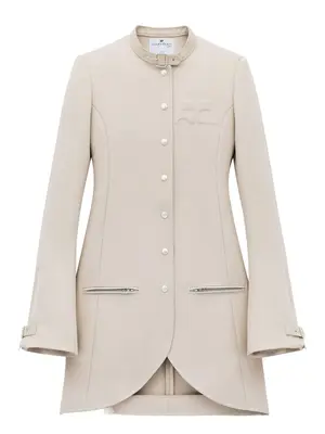 COURREGES Ellipse Twill Asymmetric Coat - Neutrals