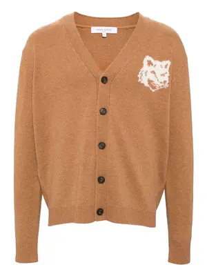 Maison Kitsuné Maison Kitsuné Fox Head Intarsia Cardigan Neutrals