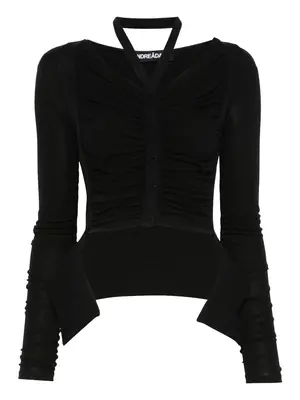 ANDREĀDAMO Draped Jersey Cardigan - Black