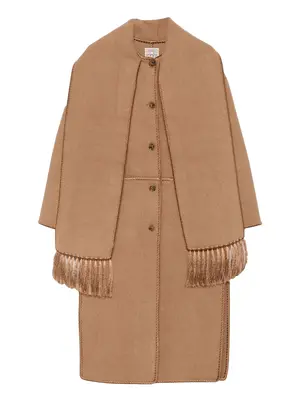 TOTEME Embroidered Scarf Coat - Brown