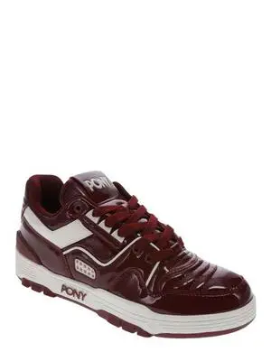 PONY M100 Low Patent Sneakers - Burgundy/off White