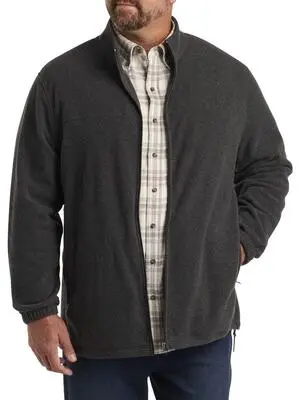 HARBOR BAY BY DXL Full-Zip Polar Fleece Jacket Charcoal