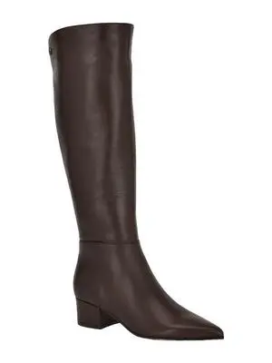 Nine West Nine West Morgin Pointed Toe Knee High Boots Dark Brown