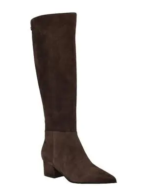Nine West Morgin Pointed Toe Knee High Boots - Dark Suede