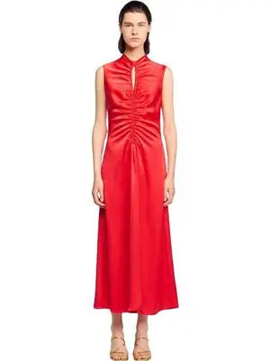 Sandro Draped Satin-effect Dress - Red