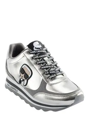 Karl Lagerfeld Paris Meade Metallic Sneakers - Pewter