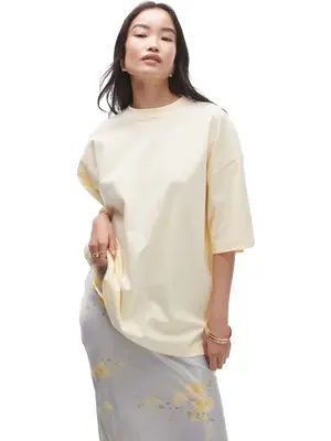 Topshop Topshop Oversized Cotton T-Shirt Yellow