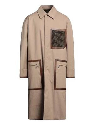 Fendi Cotton Single-breasted Trench Coat With Calfskin Details - Camel