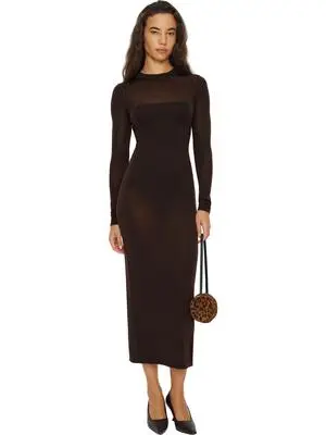 REFORMATION Eva Regenerative Merino Sheer Sweater Dress - Brown