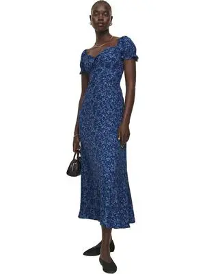 REFORMATION Reformation Shyla Midi Dress Blue Rose