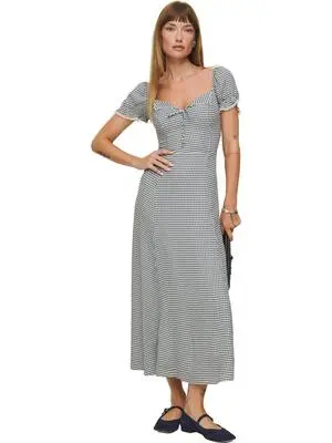 REFORMATION Reformation Shyla Midi Dress Slate Check