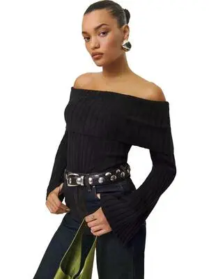 REFORMATION Lana Cashmere Blend Sweater - Black