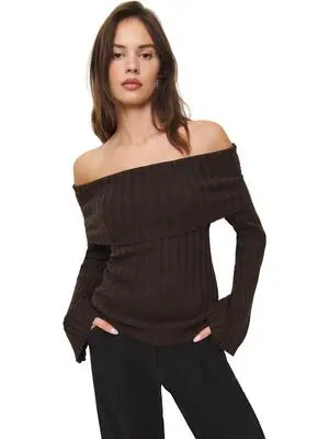 REFORMATION Lana Cashmere Blend Sweater Brown