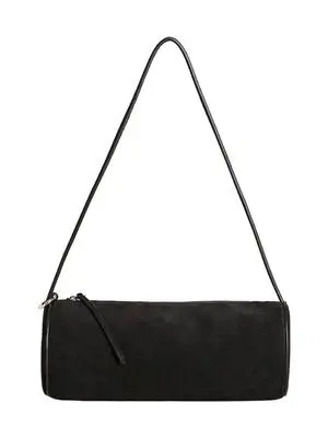 REFORMATION Simona Cylinder Shoulder Bag - Black Suede