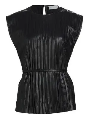 Proenza Schouler White Label Lyra Pleated Faux Leather Top - Black