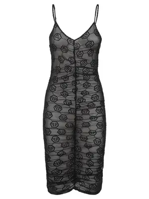 Philipp Plein Monogram Tulle Dress - Black