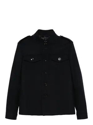 TOM FORD Felted Stand-up Collar Overshirt - Blue