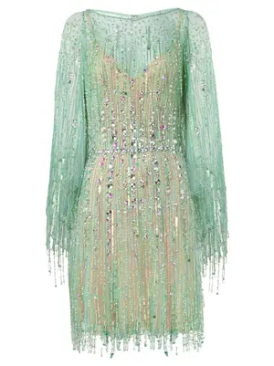 Jenny Packham Jenny Packham Dazzle Embellished Mini Dress Green