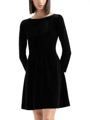 Emporio Armani Emporio Armani Stretch Chenille Velvet Dress Black