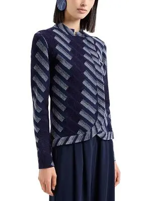 Emporio Armani Geometric Chenille Jacket - Navy Blue