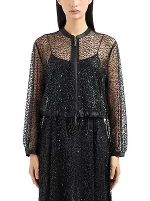 Emporio Armani Sheer Sequin Jacket - Black