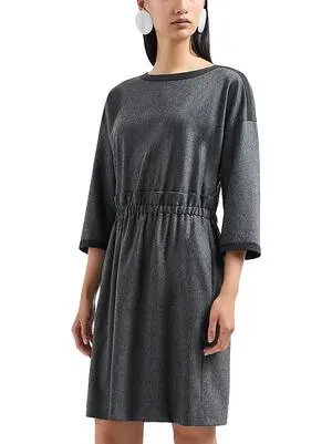 Emporio Armani Wool & Cashmere Flannel Shift Dress - Slate Grey