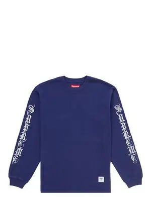 Supreme Old English Long Sleeve Top - Navy Blue