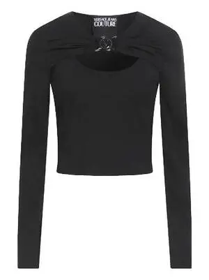 Versace Cotton Elastane Crop Tee With Cutout Detail - Black