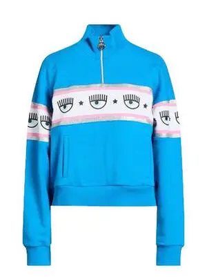 CHIARA FERRAGNI Multicolored Printed Cotton Sweatshirt - Blue