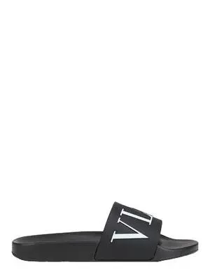 Valentino Garavani VALENTINO GARAVANI Black Rubber Pool Slides With Logo White