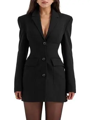 House Of Cb Amia Long Sleeve Blazer Minidress - Black