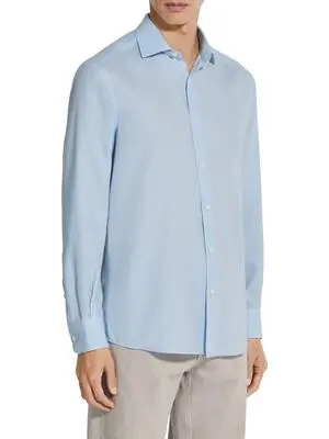 Zegna Cashco Cotton & Cashmere Button-up Shirt - Ghiaccio