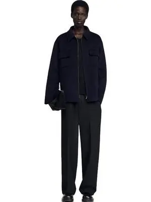 Sandro Zipped Overshirt - Navy Blue