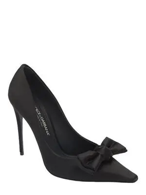 Dolce & Gabbana Bow Satin Pump - Nero/ Nero