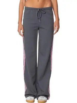 EDIKTED Averie Striped Sweatpants - Gray