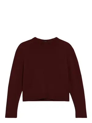 Theory Theory Cashmere Crewneck Cropped Sweater Cordovan