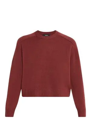 Theory Theory Cashmere Crewneck Cropped Sweater Oxbloodred