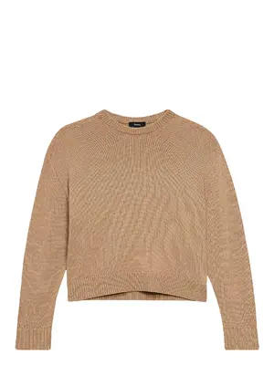 Theory Theory Cashmere Crewneck Cropped Sweater Royalcamel