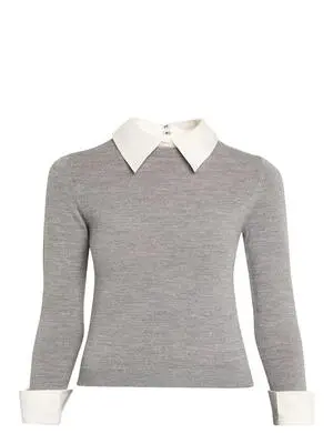 Alice + Olivia Collared Slim-fit Sweater - Medium Hea