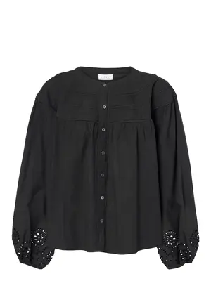 Velvet By Graham & Spencer Carden Broderie Anglaise Cotton Blouse - Black