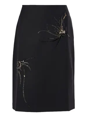 JACQUES WEI Sequined Wool Pencil Skirt - Black