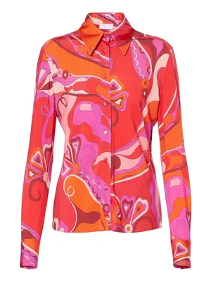 Emilio Pucci Orchidee Printed Satin Jersey Shirt - Multicoloured