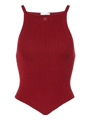 COURREGES Ribbed-knit Jersey Tank Top - Red