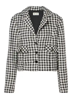 Rixo Houndstooth Cropped Jacket - Black