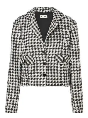 Rixo Houndstooth Cropped Jacket - Black