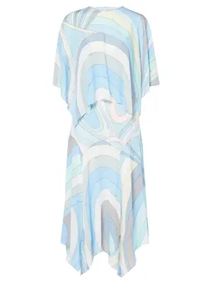 Emilio Pucci Iride Draped Jersey Muslin Midi Dress - Multicoloured